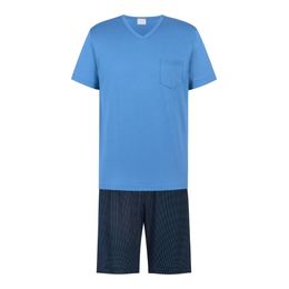Mey Pyjama 'Micro Blue' Herren Gr&ouml;&szlig;e M navy / himmelblau / wei&szlig;