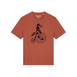 Watapparel T-Shirt 'T-Rex auf Fahrrad' Herren Gr&ouml;&szlig;e L orange / schwarz