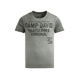 CAMP DAVID T-Shirt Herren Gr&ouml;&szlig;e L grau / schwarz