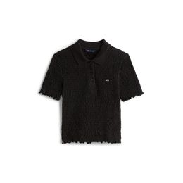 Tommy Jeans Poloshirt 'Smock' Damen Gr&ouml;&szlig;e M schwarz