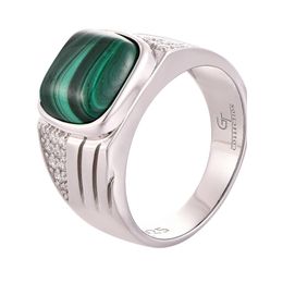 Gt Collection Ring 'MALACHITE' Herren Gr&ouml;&szlig;e 60 gr&uuml;n / silber