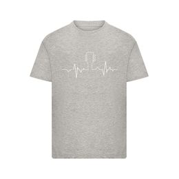 F4NT4STIC T-Shirt 'Gitarre Heartbeat' Jungen Gr&ouml;&szlig;e 134/140 graumeliert / wei&szlig;