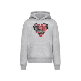 F4NT4STIC Sweatshirt 'I Love You 01001001 Binary Code Herz Valentinstag' Jungen Gr&ouml;&szlig;e 122/128 graumeliert / kirschrot / schwarz