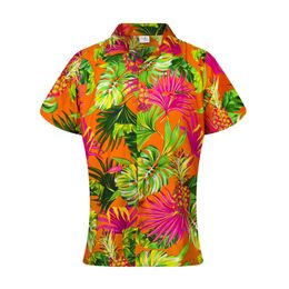 King Kameha Bluse 'Pineapple Leaves' Damen Gr&ouml;&szlig;e XL orange