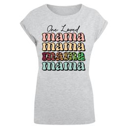 F4NT4STIC T-Shirt 'Mothers Day Mama Typography Leopard Print Pastel' Damen Gr&ouml;&szlig;e M hellblau / grau / hellorange / schwarz