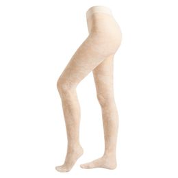 CALZEDONIA Strumpfhose '40 DENIER FLOWERS' Damen Gr&ouml;&szlig;e M/L creme