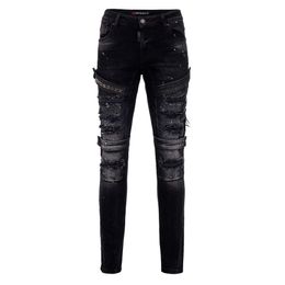 Cipo & Baxx Cipo & Baxx Jeans mit Stickereien am Bein Herren Gr&ouml;&szlig;e 38 schwarz