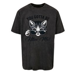 F4NT4STIC T-Shirt 'K&auml;tzchen You Gotta Be Kitten Me!' Herren Gr&ouml;&szlig;e 5XL dunkelgrau / schwarz / wei&szlig;