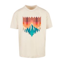 F4NT4STIC T-Shirt 'Berg Sonnenuntergang' Herren Gr&ouml;&szlig;e L sand / t&uuml;rkis / orange / apricot
