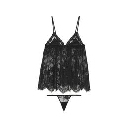 Lingadore Set: Neglig&eacute;e und String Damen Gr&ouml;&szlig;e 38 schwarz