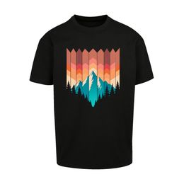 F4NT4STIC T-Shirt 'Berg Sonnenuntergang' Herren Gr&ouml;&szlig;e 5XL t&uuml;rkis / braun / orange / schwarz