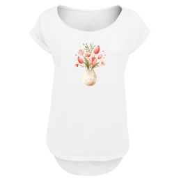 F4NT4STIC T-Shirt 'Rosa Fr&uuml;hlingsblustrau&szlig; In Vase' Damen Gr&ouml;&szlig;e M pink / wei&szlig;