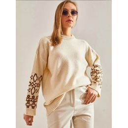 Bianco Lucci Pullover Damen Gr&ouml;&szlig;e S/L creme / dunkelbraun