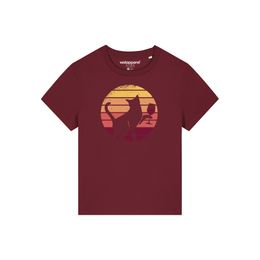 Watapparel Shirt ' Sunset Katze & Rotwein ' Damen Gr&ouml;&szlig;e L gelb / bordeaux