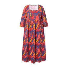 Ulla Popken Kleid Damen Gr&ouml;&szlig;e 54/56 dunkelblau / gelb / rot Winterkleid