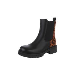 Ital-Design Stiefelette Damen Gr&ouml;&szlig;e 39 ocker / schwarz Winterschuhe