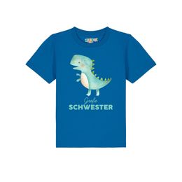 Watabout.kids T-Shirt 'Dinosaurier 03 Gro&szlig;e Schwester' Jungen Gr&ouml;&szlig;e 134/146 royalblau / mischfarben
