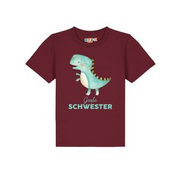 Watabout.kids T-Shirt 'Dinosaurier 03 Gro&szlig;e Schwester' Jungen Gr&ouml;&szlig;e 134/146 ecru / taubenblau / hellgr&uuml;n / bordeaux