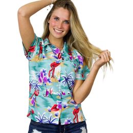 King Kameha Bluse 'Flamingos' Damen Gr&ouml;&szlig;e 6XL gr&uuml;n