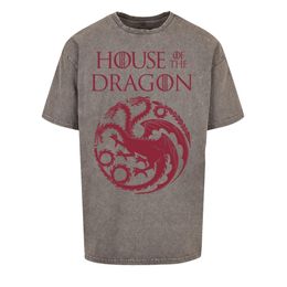 F4NT4STIC T-Shirt 'House Of The Dragon Targaryen Crest Logo' Herren Gr&ouml;&szlig;e 4XL graphit / burgunder