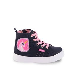 Denokids High Top Sneaker aus Kunstleder Einhorn-Applikation M&auml;dchen Gr&ouml;&szlig;e 27 dunkelblau