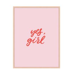 Liv Corday Bild 'Yes Girl' Herren Gr&ouml;&szlig;e 30x40 hellpink / rot