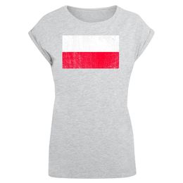 F4NT4STIC Shirt 'Poland Polen Flagge' Damen Gr&ouml;&szlig;e XXL grau / hellrot / wei&szlig;