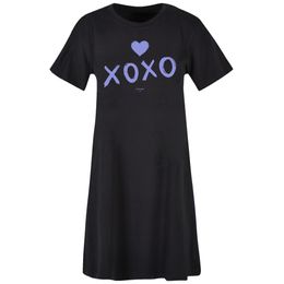 F4NT4STIC Damen T-Shirt Kleid 'Valentinstag xoxo' Damen Gr&ouml;&szlig;e 40 violettblau / schwarz Winterkleid