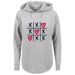 F4NT4STIC Sweatshirt 'Valentinstag Herz Tic Tac Toe' Damen Gr&ouml;&szlig;e M grau / rot / schwarz