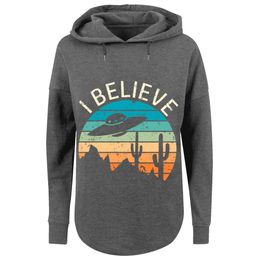 F4NT4STIC Sweatshirt 'I Believe UFO Alien Sonnenuntergang' Damen Gr&ouml;&szlig;e XS graumeliert / mischfarben