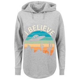 F4NT4STIC Sweatshirt 'I Believe UFO Alien Sonnenuntergang' Damen Gr&ouml;&szlig;e S beige / blau / grau / orange