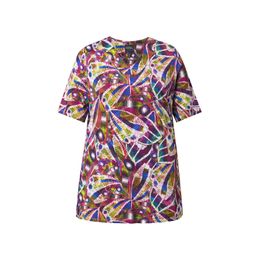 Ulla Popken Shirt Damen Gr&ouml;&szlig;e L/XL dunkelblau / lila / pink / wei&szlig;