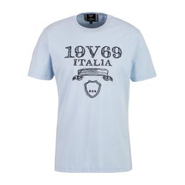 19V69 Italia T-Shirt 'Mauro' Herren Gr&ouml;&szlig;e XXL taubenblau / schwarz