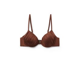 CALZEDONIA Bikinitop 'Shiny Satin' Damen Gr&ouml;&szlig;e 70/80 braun