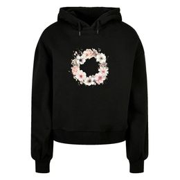 F4NT4STIC Sweatshirt 'Pink Floral Wreath - Decorative Spring Flower' Damen Gr&ouml;&szlig;e M gr&uuml;n / rosa / schwarz / wei&szlig;