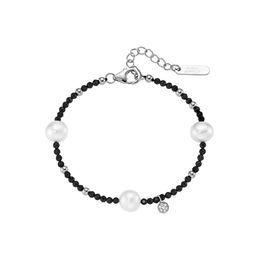 Giorgio Martello Milano Armband Damen Gr&ouml;&szlig;e 19 schwarz / silber / perlwei&szlig;