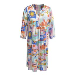 Milano Italy Sommerkleid mit Musterprint und 3/4-&Auml;rmeln Damen Gr&ouml;&szlig;e 46 bunt