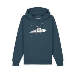 Watapparel Sweatshirt 'Fly me to the moon' Herren Gr&ouml;&szlig;e L petrol / wei&szlig;