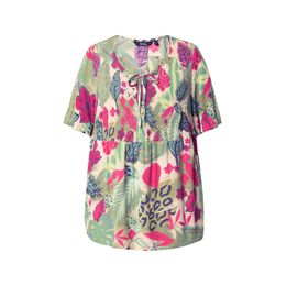 Ulla Popken Bluse Damen Gr&ouml;&szlig;e M/L navy / gr&uuml;n / pink