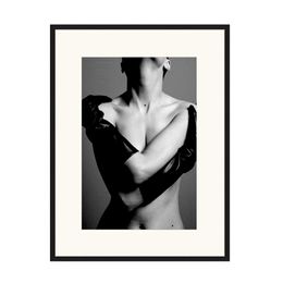 Liv Corday Bild 'Nude Elegant' Herren Gr&ouml;&szlig;e 30x40 grau / schwarz / wollwei&szlig;
