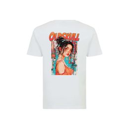 Oldskull T-Shirt 'Retro Pixel Lady' Damen Gr&ouml;&szlig;e S blau / rot / wei&szlig;