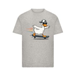 F4NT4STIC T Shirt 'Coole Ente auf Skateboard Spa&szlig;' Jungen Gr&ouml;&szlig;e 146/152 gelb / grau / gr&uuml;n / wei&szlig;