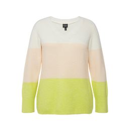 Ulla Popken Pullover Damen Gr&ouml;&szlig;e XXXL/4XL limette / pastellpink / wei&szlig;