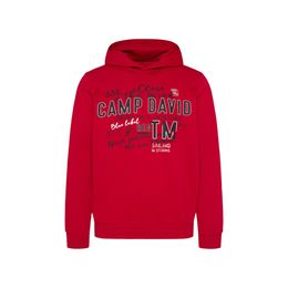 CAMP DAVID Leichter Hoodie mit Label Print Herren Gr&ouml;&szlig;e L rot