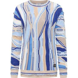 Carlo Colucci Pullover 'Fazio' Herren Gr&ouml;&szlig;e XXL creme / enzian / himmelblau