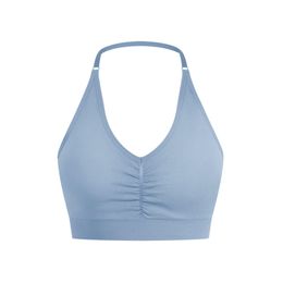 Smilodox Sport Bh Silvia Scrunch Seamless Neckholder Damen Gr&ouml;&szlig;e L blau