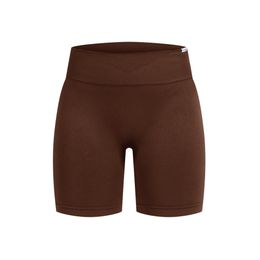 Smilodox Amaze Pro High Waist Performance Shorts Damen Gr&ouml;&szlig;e S braun / wei&szlig;
