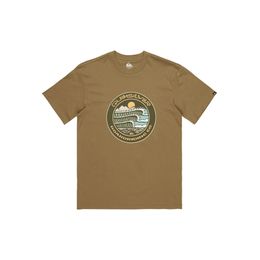 Quiksilver T-Shirt 'Three Seas' Herren Gr&ouml;&szlig;e S hellgrau / gr&uuml;n / oliv / hellorange