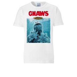 logoshirt T-Shirt 'Sesamstrasse Kr&uuml;melmonster - Gnaws' Herren Gr&ouml;&szlig;e M offwhite