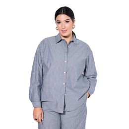 Studio Untold Bluse Damen Gr&ouml;&szlig;e XXXL/4XL marine / naturwei&szlig;